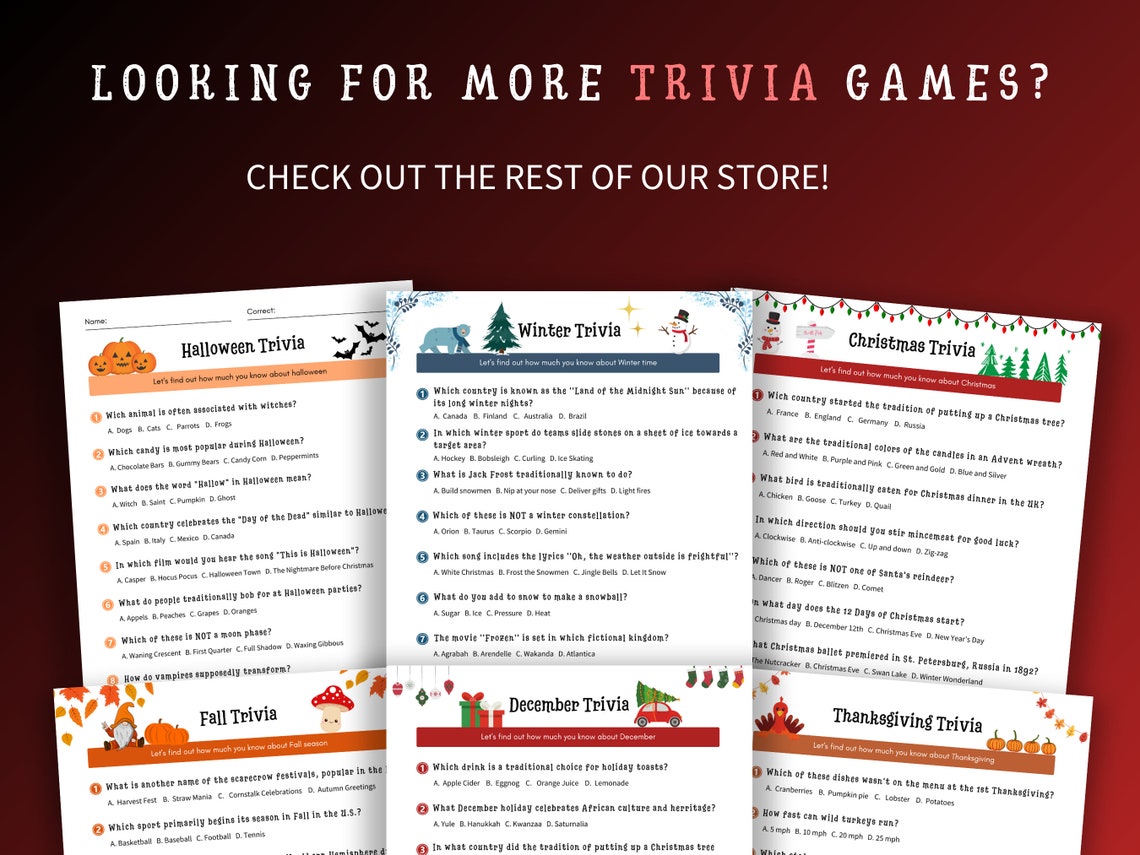 Printable Christmas Songs Trivia Game Christmas 2023 Quiz Multiple ...