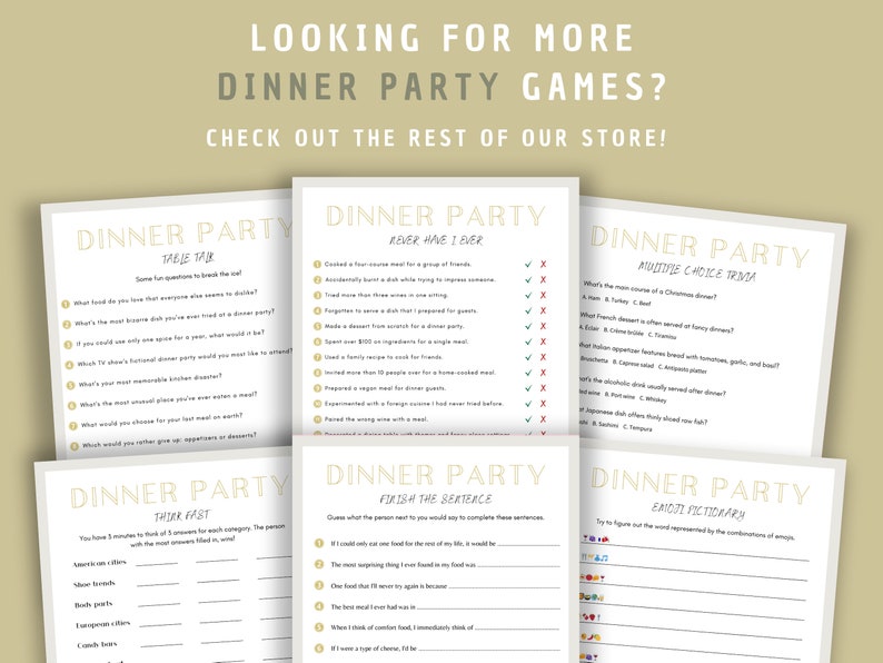 Printable Dinner Party Finish the Sentence | Instant Download | Dinner ...