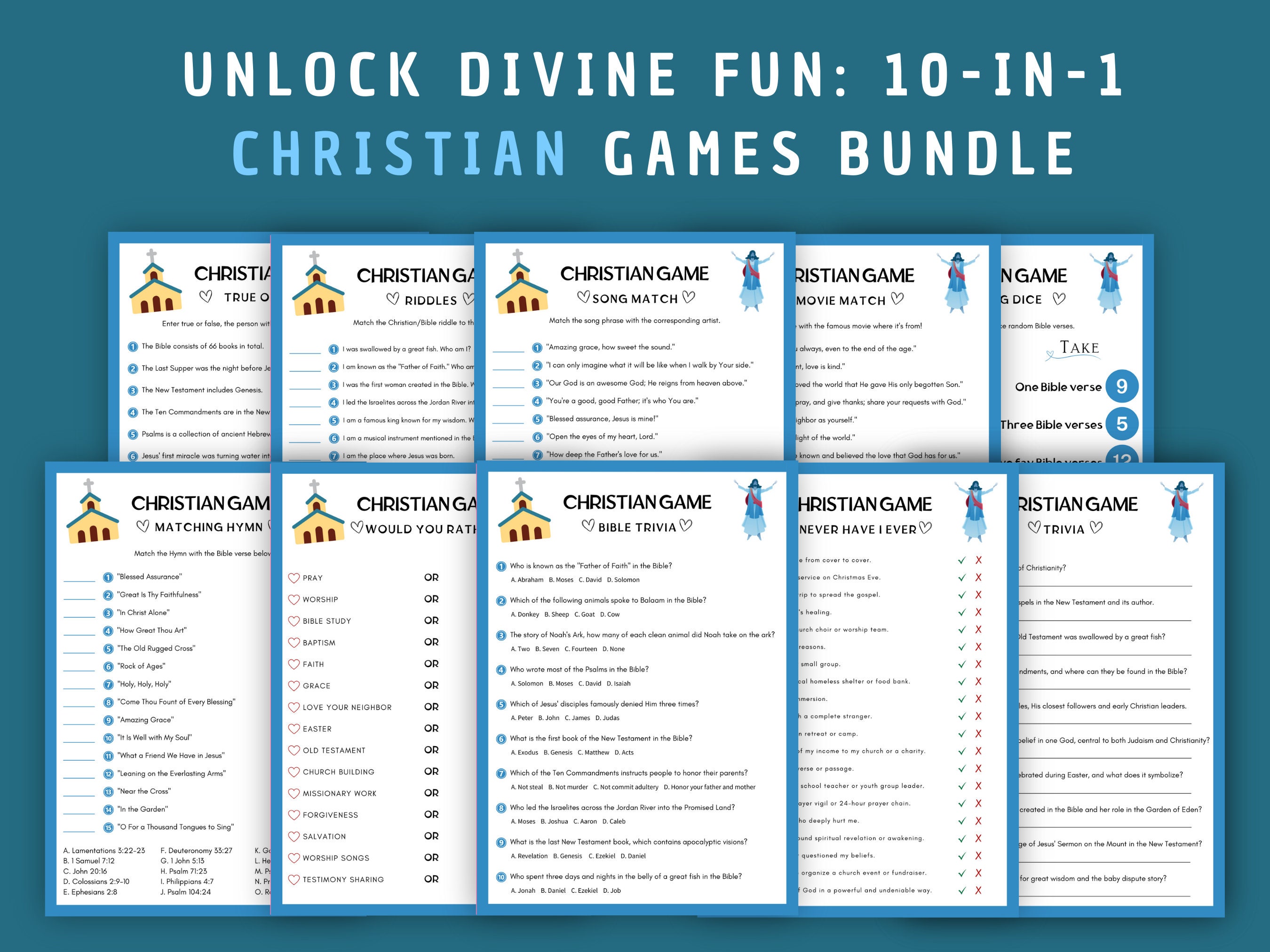 Christian Games Bundle: Bible Trivia, Icebreakers (digital Download) - Etsy
