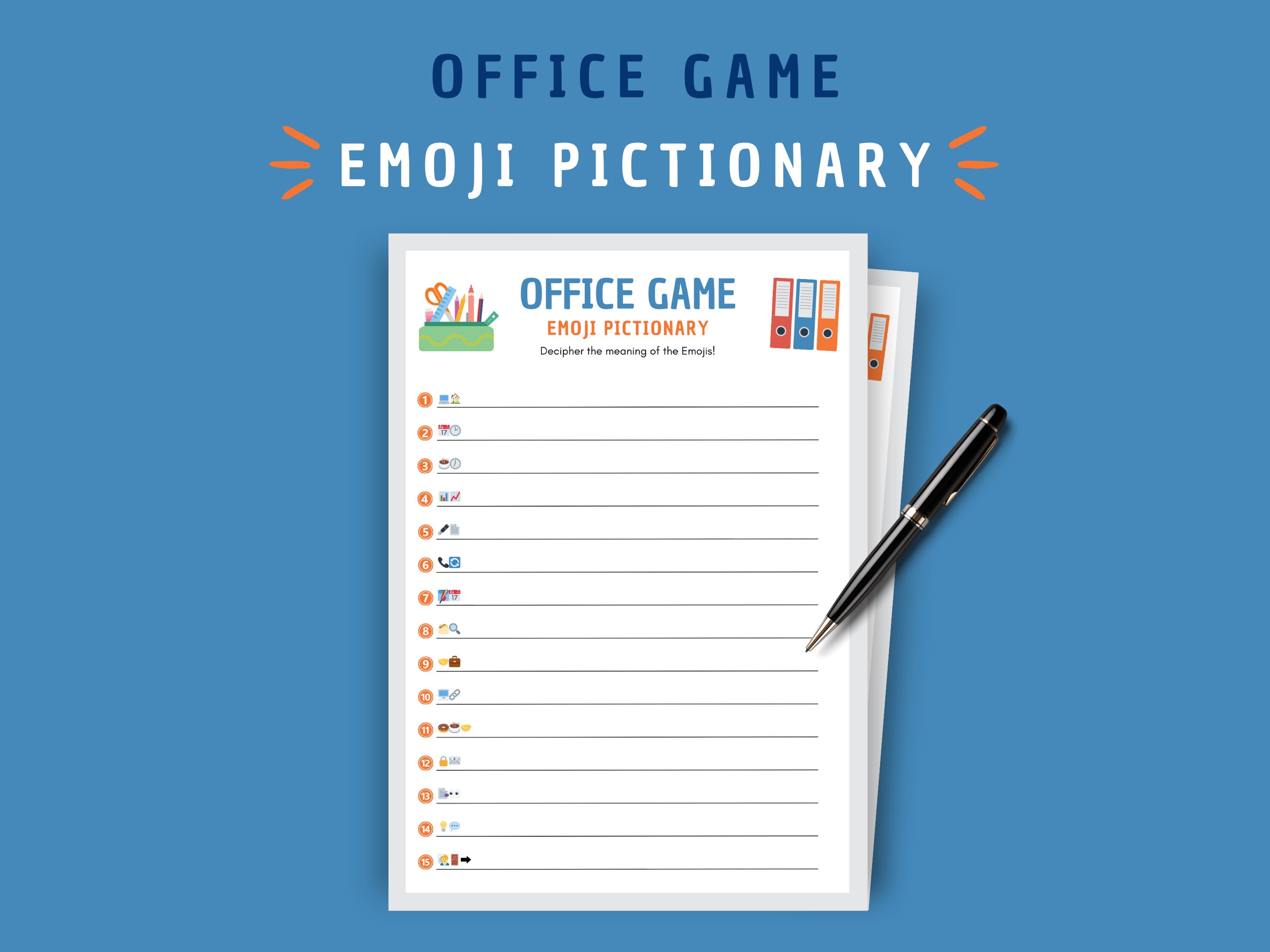Office Games Emoji Pictionary, Printable Office Game for Team Building ...