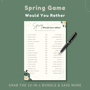 Spring Would You Rather Game, Printable Spring Party Game, Fun Family ...