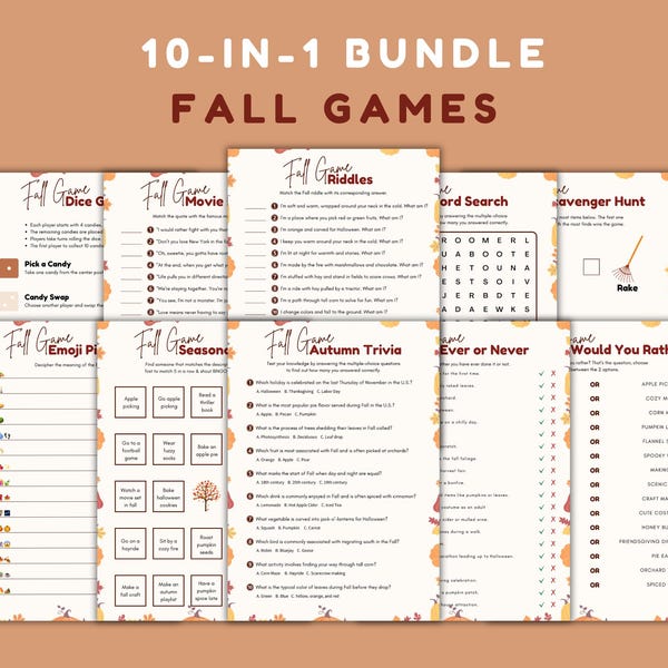 Autumn Games Printable - Etsy