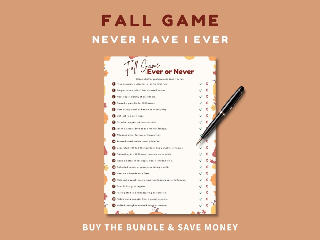Fall Never Have I Ever Game | Autumn Games | Fun Fall Party Game ...