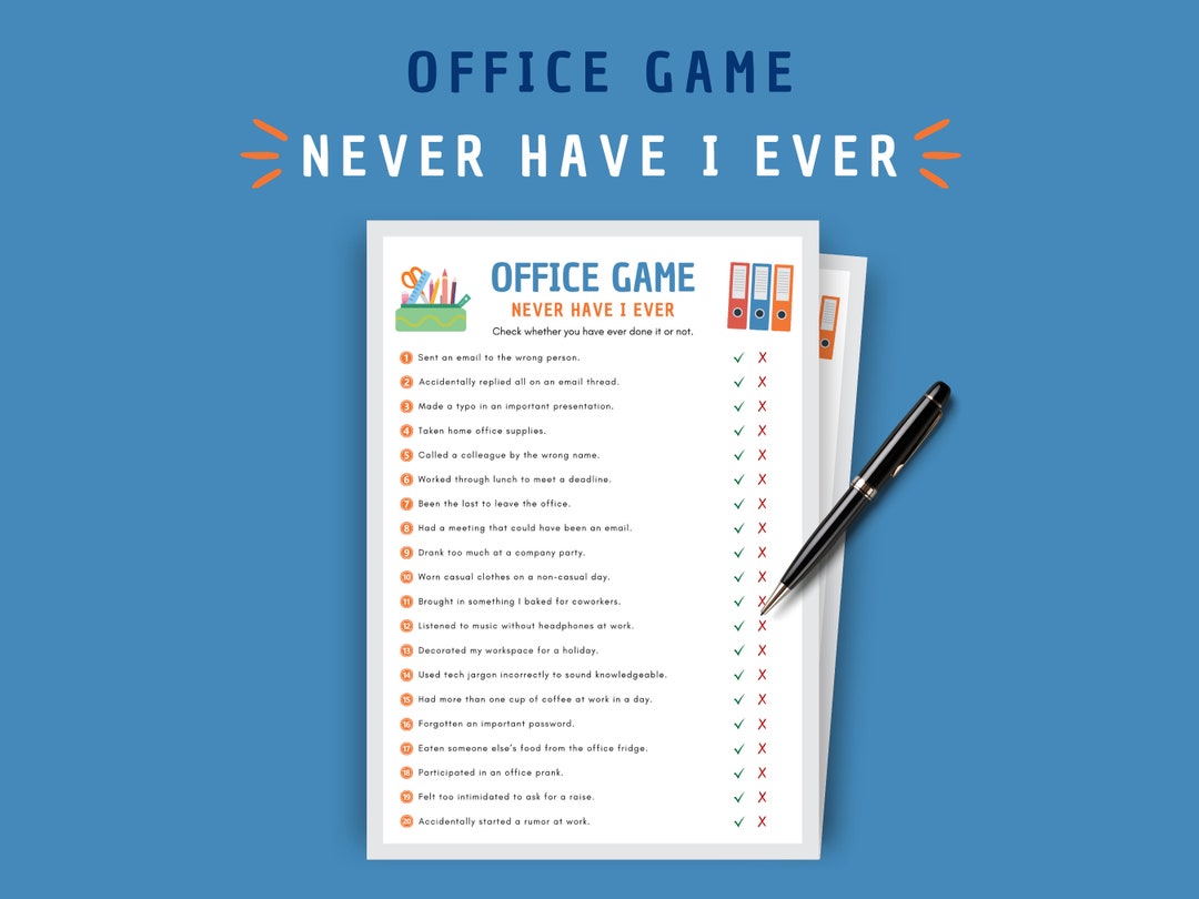 Never Have I Ever Office Game: Printable Team Building Activity ...