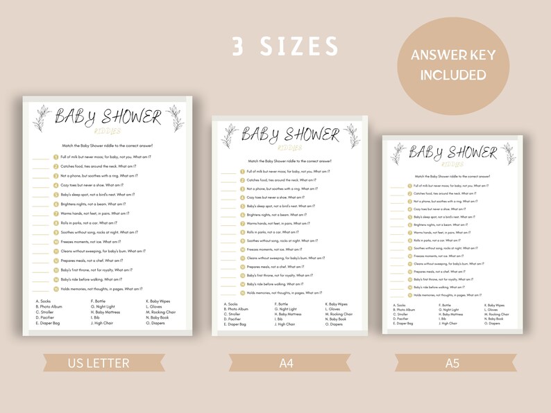 Printable Baby Shower Game Riddles Instant Download Party Game for ...