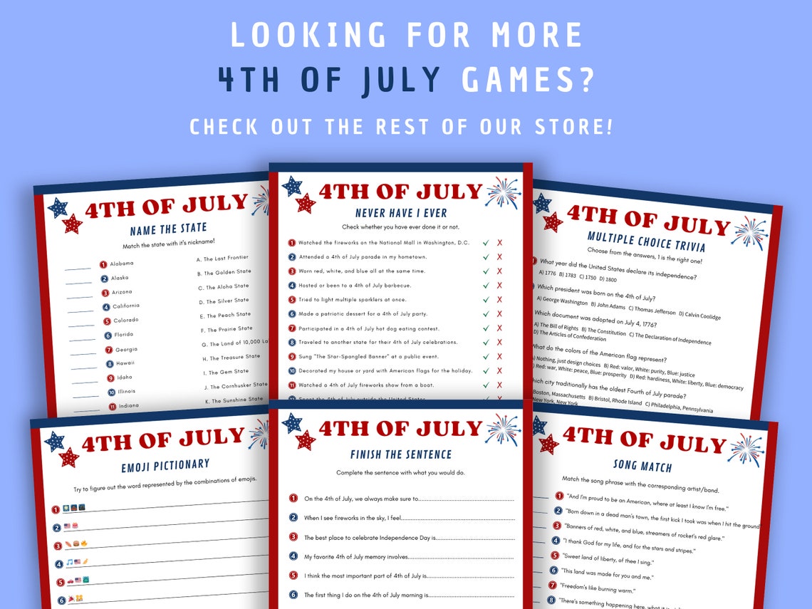 4th of July True or False Game | Instant Download | Printable Family ...