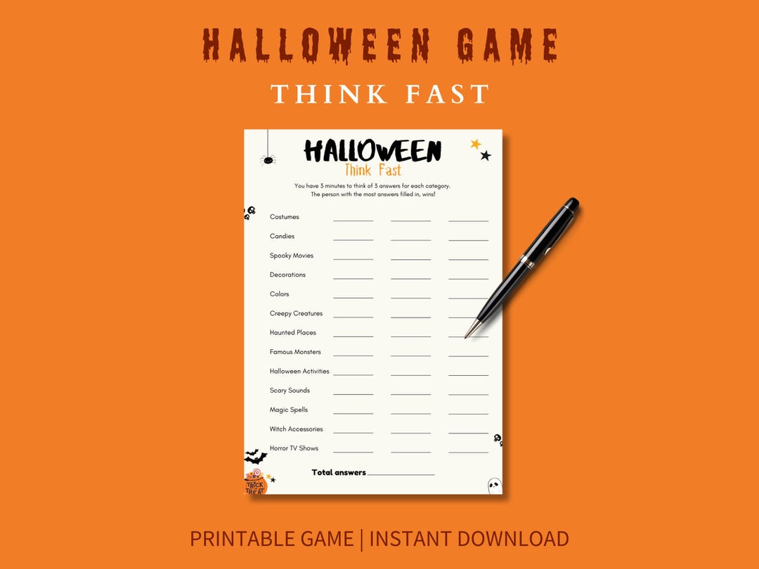 Halloween Think Fast Game | Spooky Family Game Night | Halloween Party ...