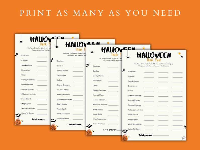 Halloween Think Fast Game | Spooky Family Game Night | Halloween Party ...