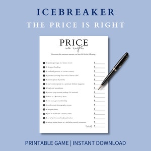 Printable the Price is Right Game, Baby Shower Icebreaker, Bridal ...