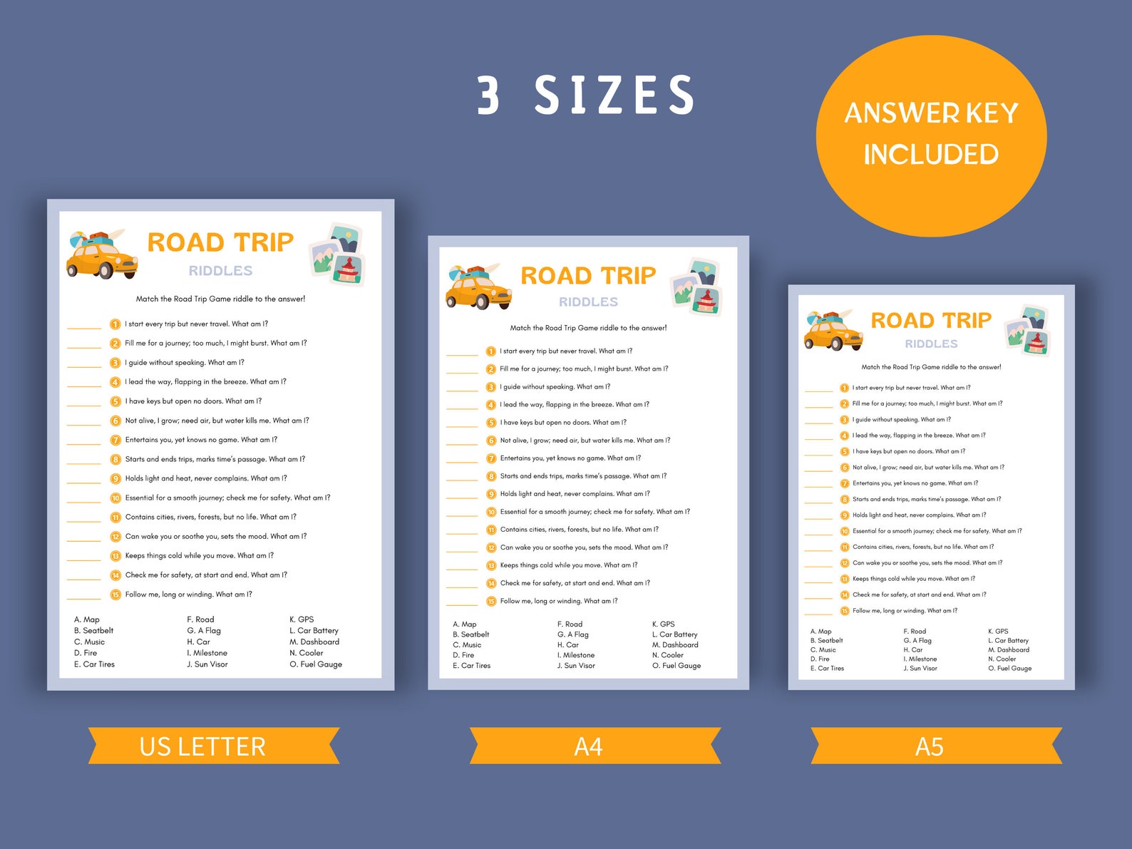 Road Trip Riddles Game: Interactive Car Travel Activity (instant ...