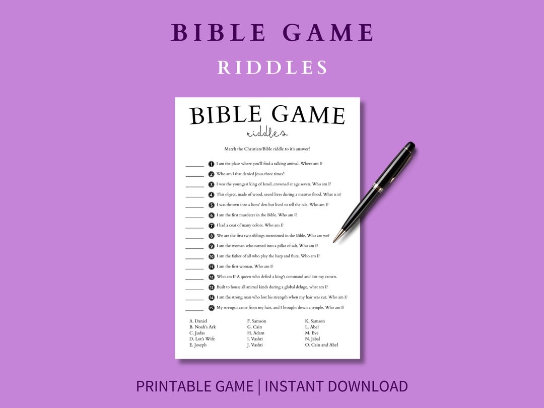 Bible Riddles Game: Christian Family Trivia (digital Download) - Etsy