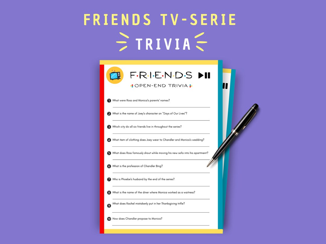 Friends TV Show Trivia Game: 90s Sitcom Quiz (printable Digital ...