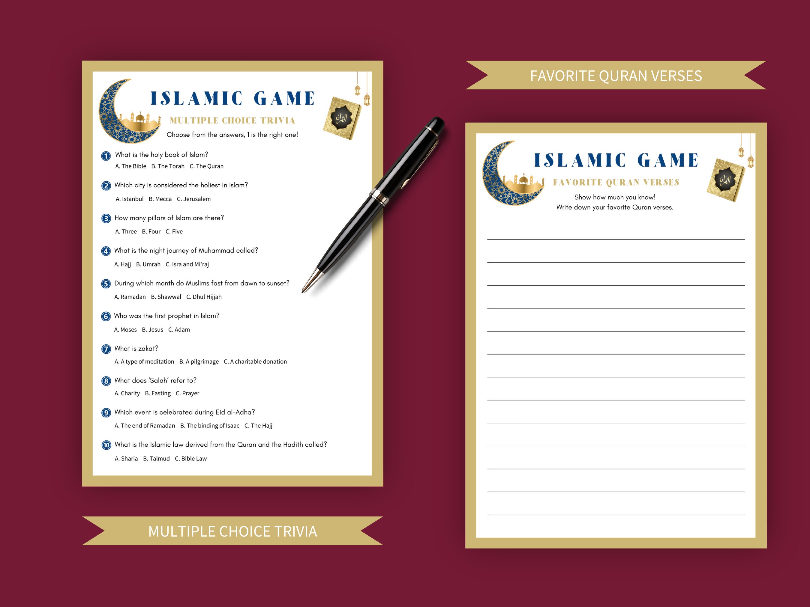 10-in-1 Islamic Games Bundle, Digital Download, Printable Muslim Trivia ...