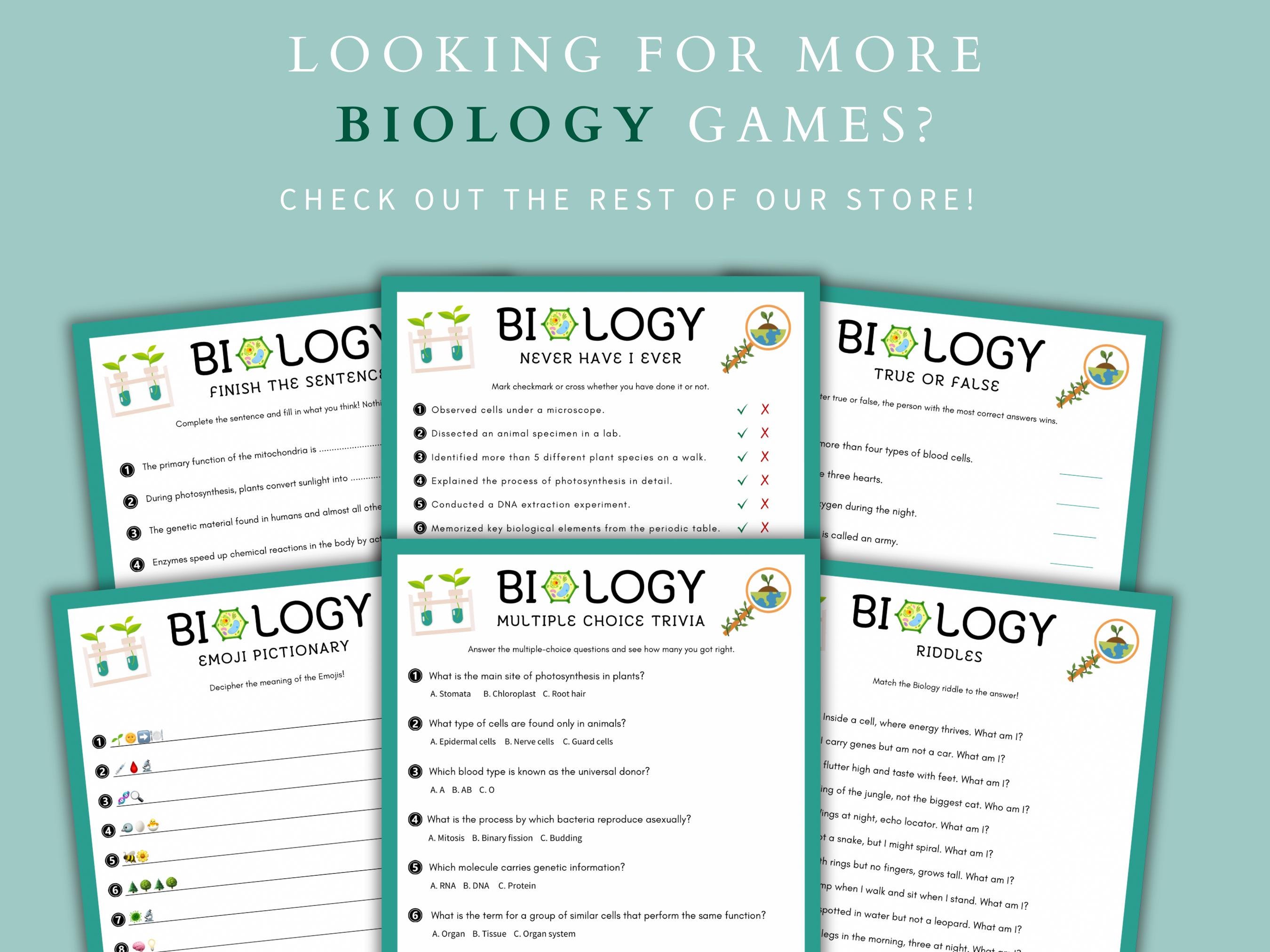Printable Biology True or False Game | Digital Download | Fun Student ...