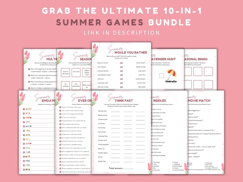 Summer Emoji Pictionary Game: Printable Party Quiz (PDF Download) - Etsy