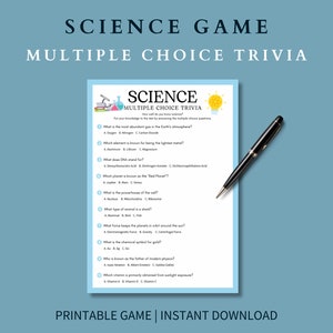 Printable Science Multiple Choice Trivia Game | Digital Download ...