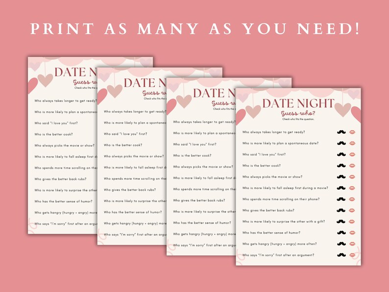 Printable Date Night Games Bundle: 5 Couples Games (PDF Download) - Etsy