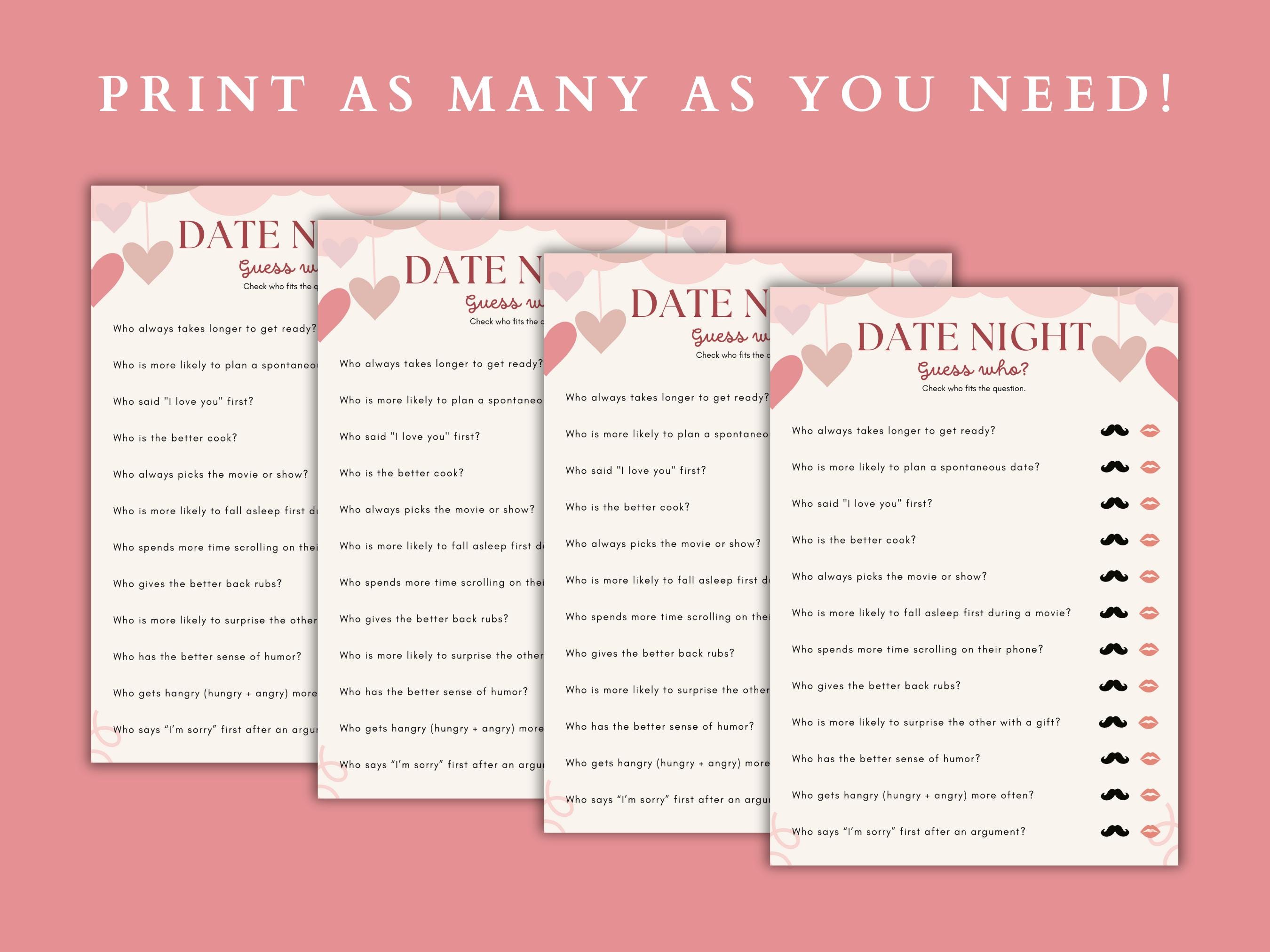 Printable Date Night Games Bundle: 5 Couples Games (PDF Download) - Etsy