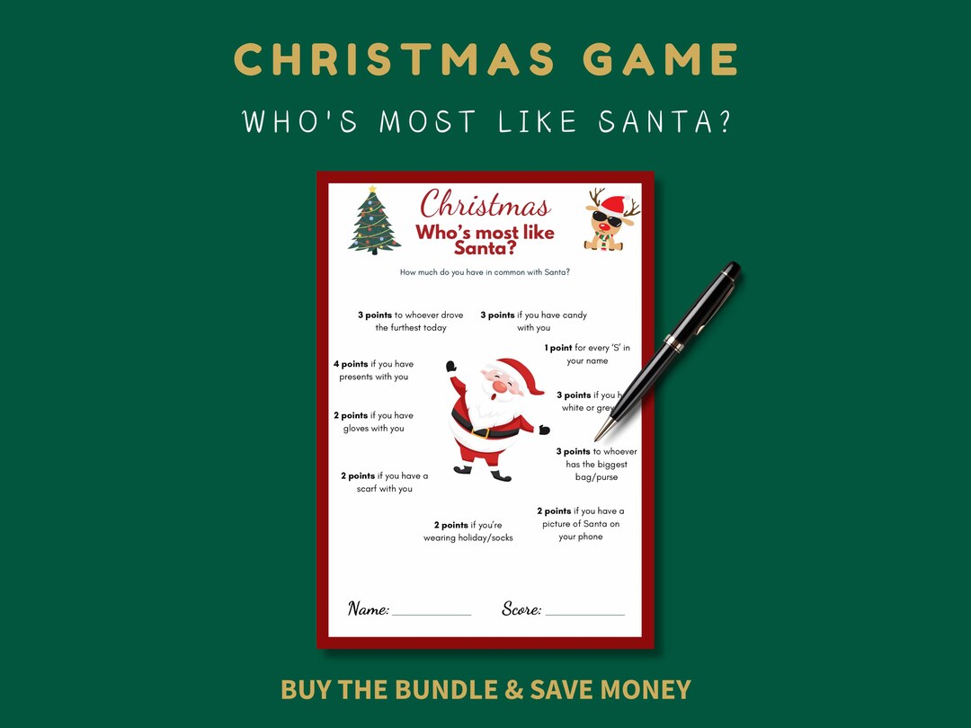 Christmas Who's Most Like Santa Game Christmas Party Game for Family ...