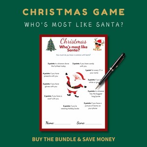 Christmas Who's Most Like Santa Game Christmas Party Game for Family ...