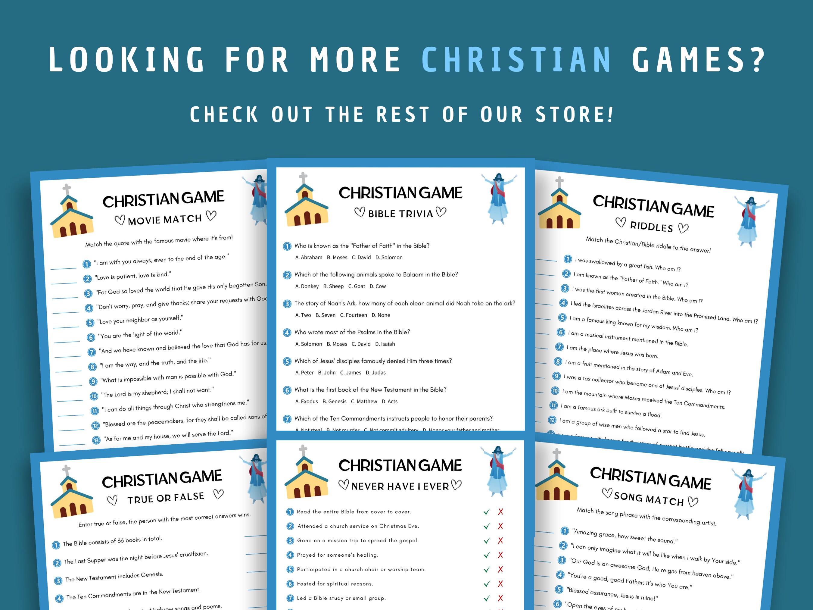 Printable Christian Mega Trivia Game: 100 Bible Multiple Choice ...