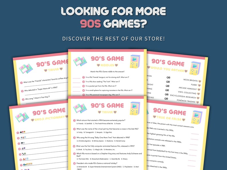 90s Movie Match Game | Instant Download | Printable 90s Trivia | Retro ...