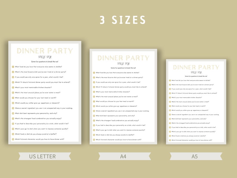 Printable Dinner Party Table Talk Game | Instant Download | Fun ...