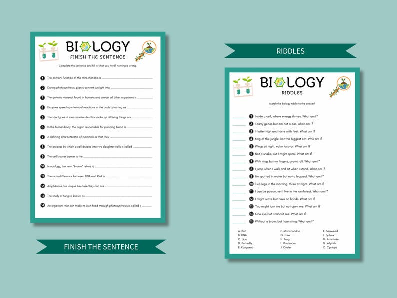 Printable Biology 10-in-1 Game Bundle Digital Download Fun Student ...
