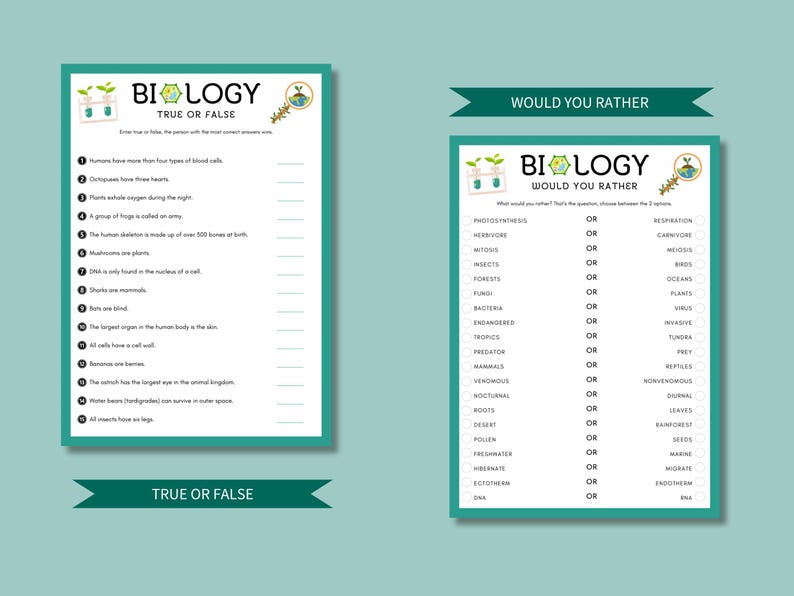 Printable Biology 10-in-1 Game Bundle Digital Download Fun Student ...