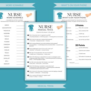 Nurse Games Bundle Printable: 15 Nursing Party Trivia & Quiz Games (PDF ...