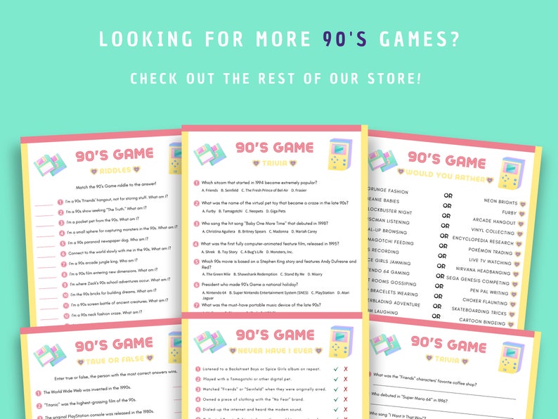 90s Movie Match Game | Instant Download | Printable 90s Trivia | Retro ...