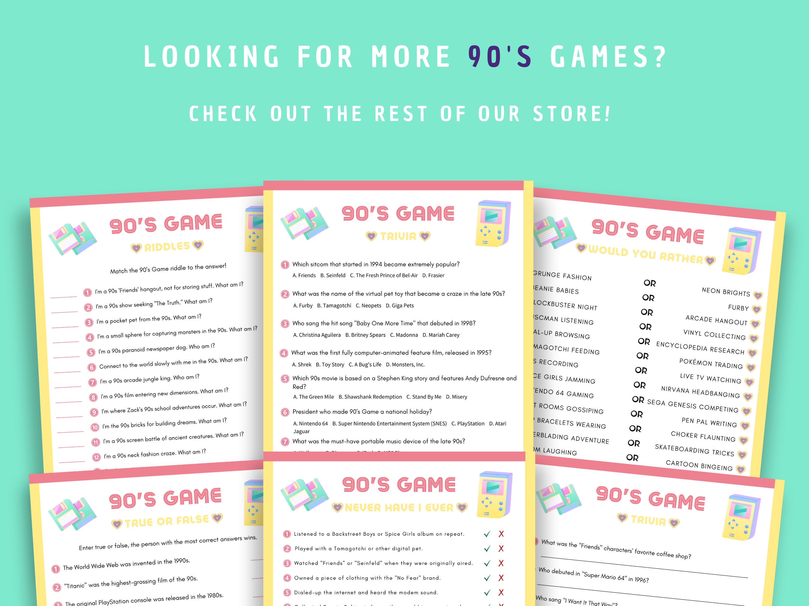 90s Movie Match Game Instant Download Printable 90s Trivia Retro Cinema ...