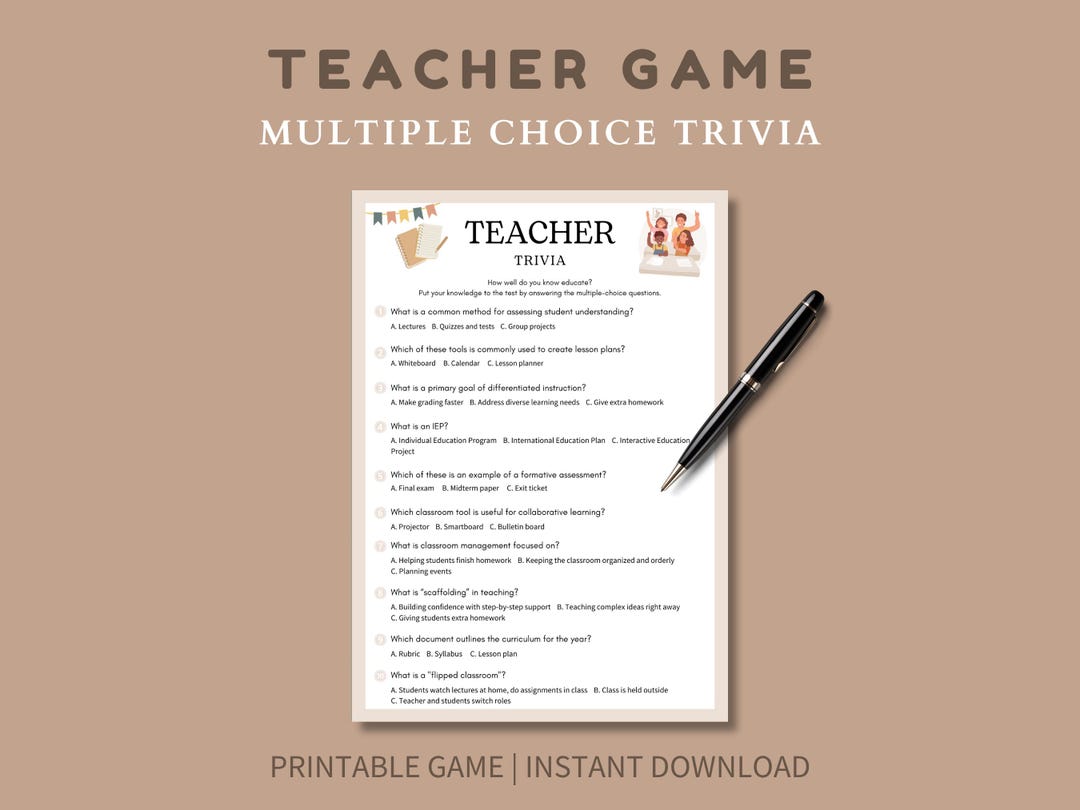 Teacher Trivia Game, Staff Party Icebreaker (instant Download PDF) - Etsy