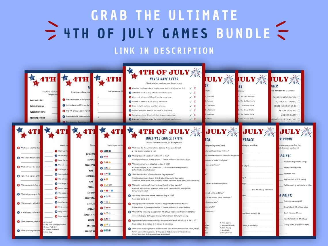 4th of July Riddles Game Printable, Patriotic Party Game for Kids and ...