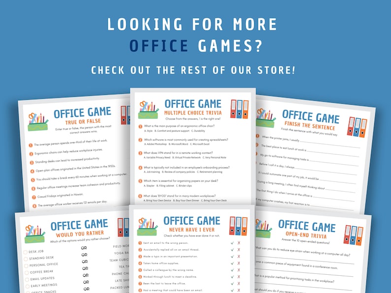 Office Team Building Games Bundle: 10 Printable Work Trivia (PDF) - Etsy UK
