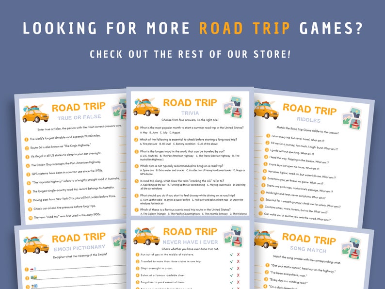 Road Trip Emoji Pictionary: Family Travel Car Game (printable, Instant ...