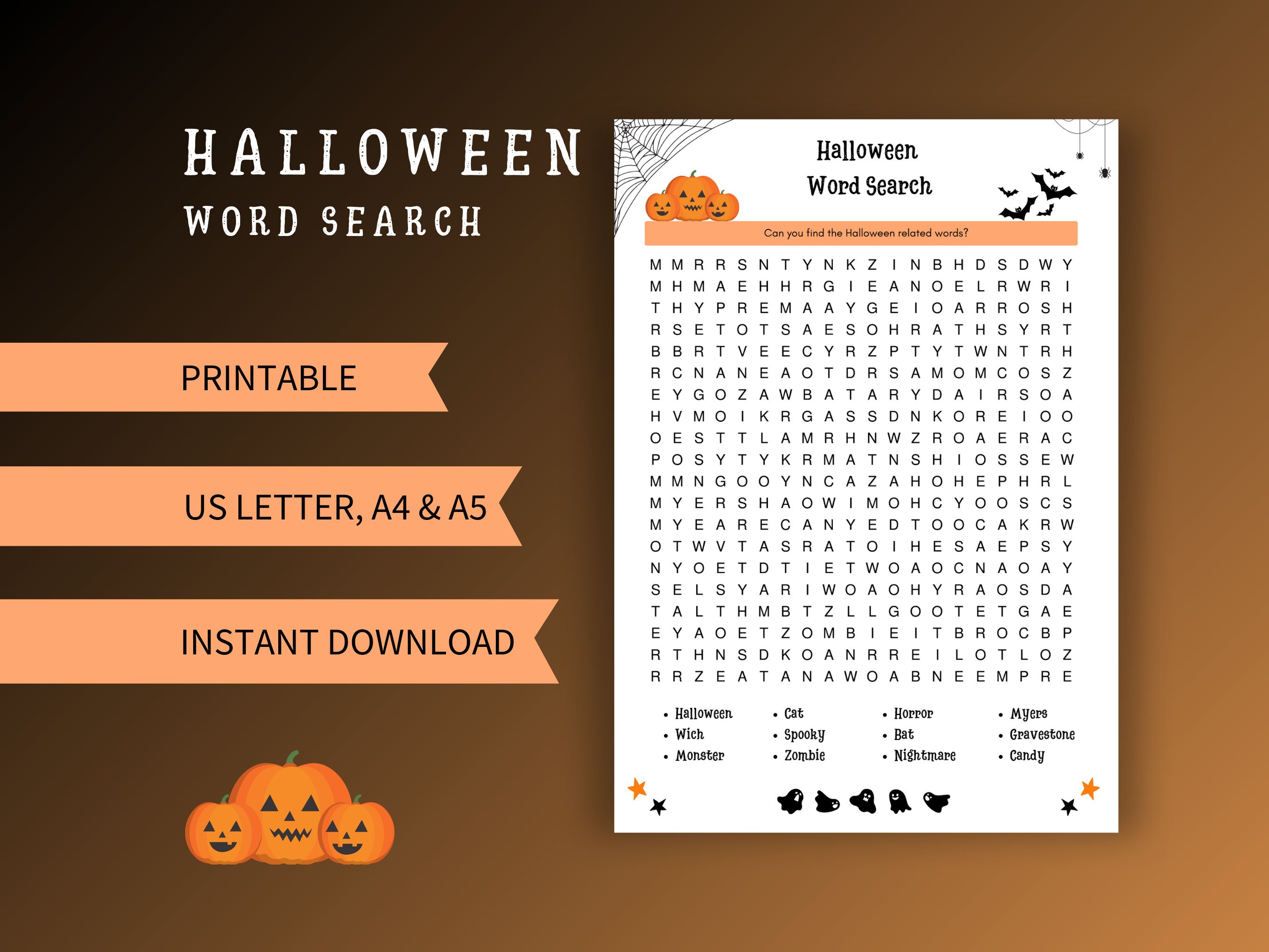 Halloween Word Search Puzzles