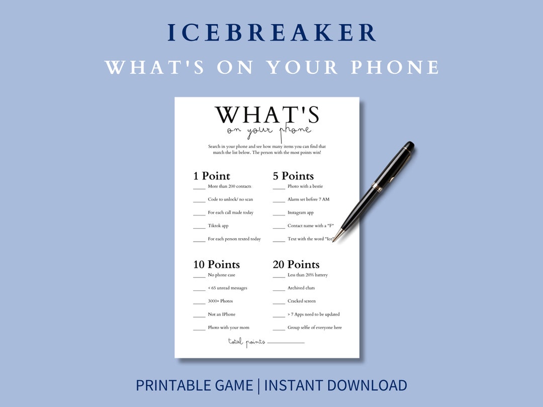 What's on Your Phone Icebreaker Game | Instant Download | Printable ...