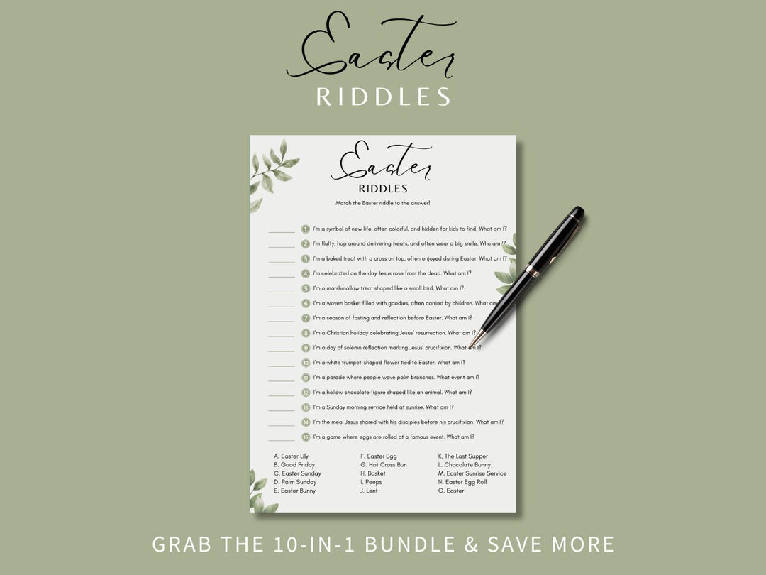 Easter Riddles Game: Printable Spring Activity (instant Download) - Etsy
