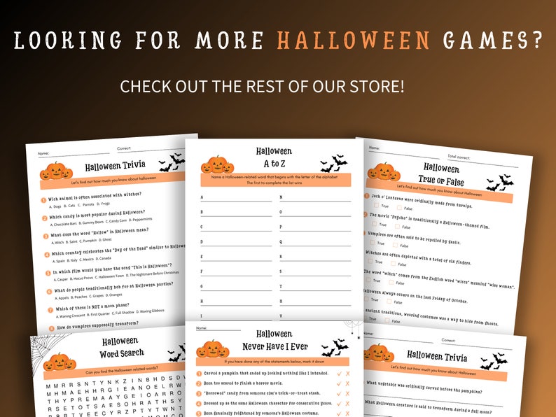 Halloween Trivia: Printable Halloween Quiz 10 Open-ended Questions ...