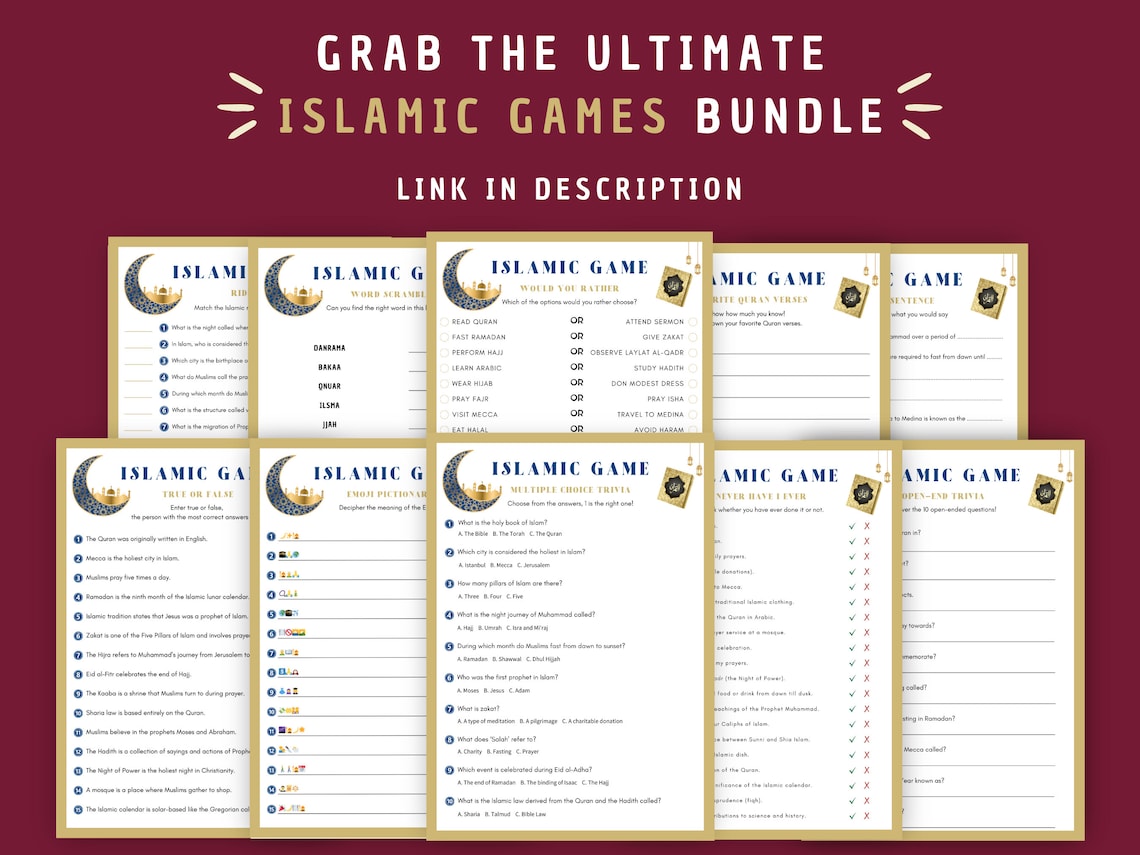 Islamic Riddles Game Digital Download Printable Muslims Trivia Family ...