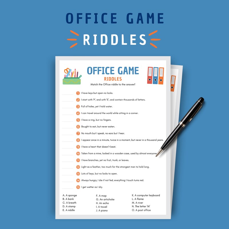Office Riddles Game Cards - Etsy