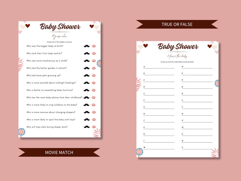 Baby Shower Games Bundle: 5 Printable Activities (digital Download) - Etsy
