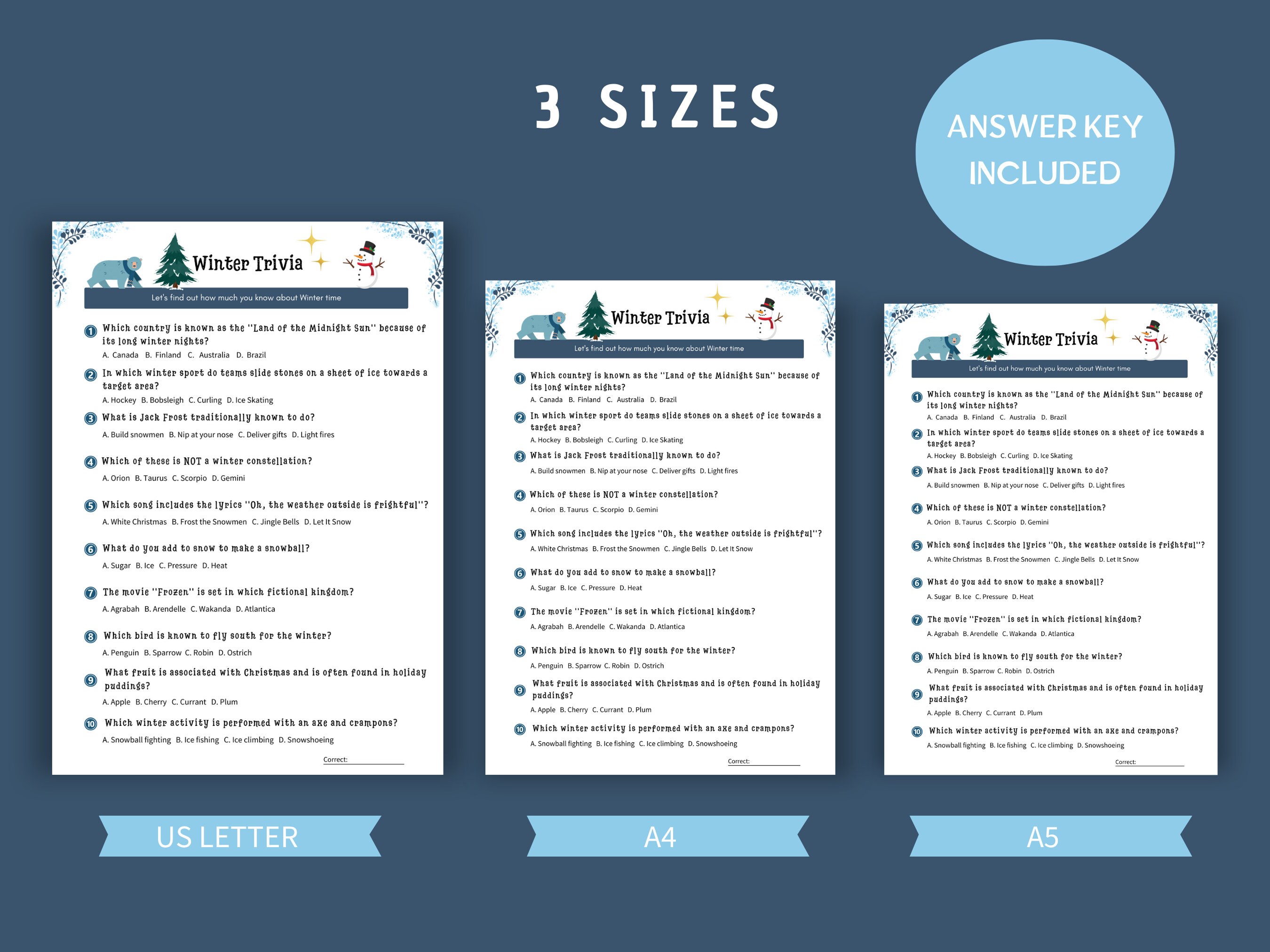 Printable Winter 2024 Trivia Game | Instant Download | Printable ...
