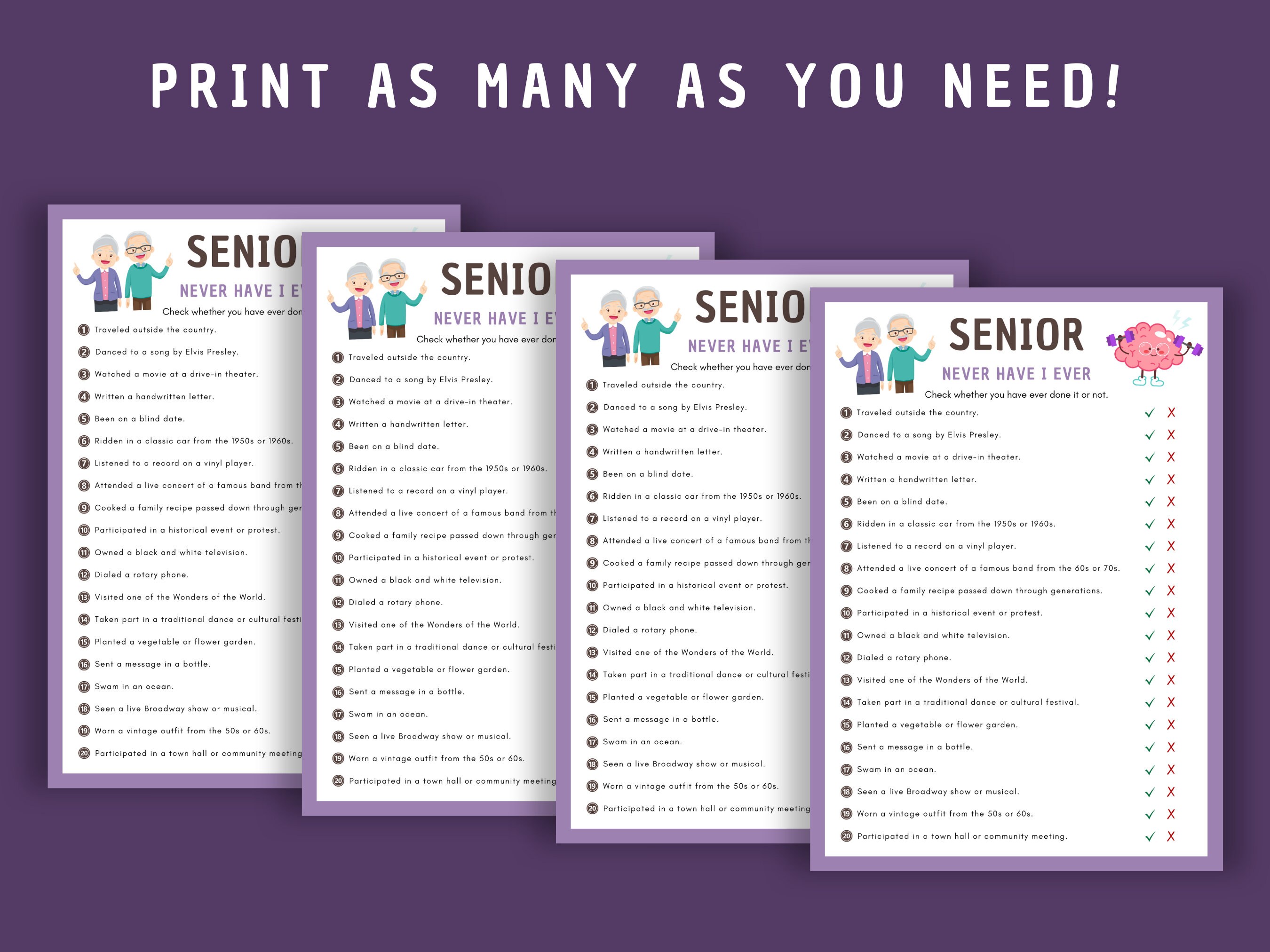 Printable Senior Games Bundle: 10-in-1 Trivia, Word Scramble (digital ...