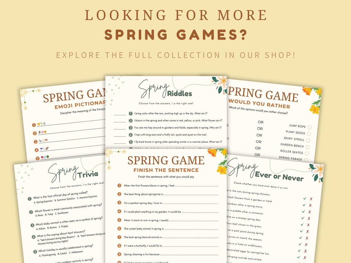 Spring Finish the Sentence Game: Printable Party Activity (PDF) - Etsy
