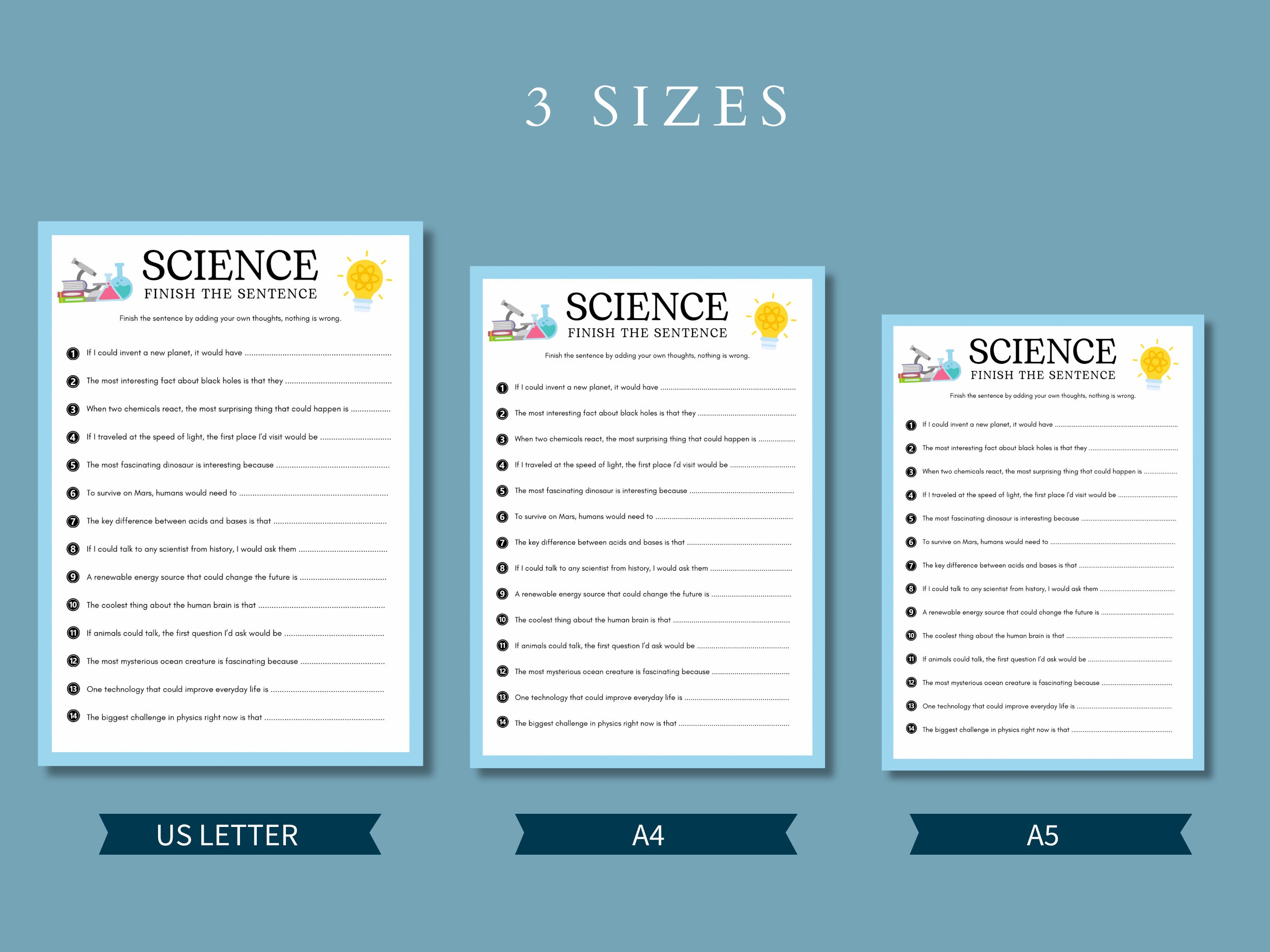 Printable Science Finish the Sentence Game | Digital Download | Student ...