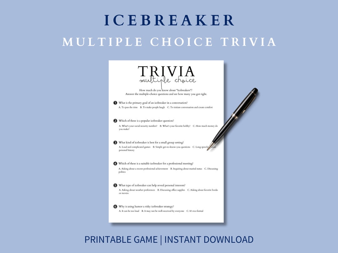 Multiple Choice Trivia | Icebreaker Game | Printable Icebreaker ...
