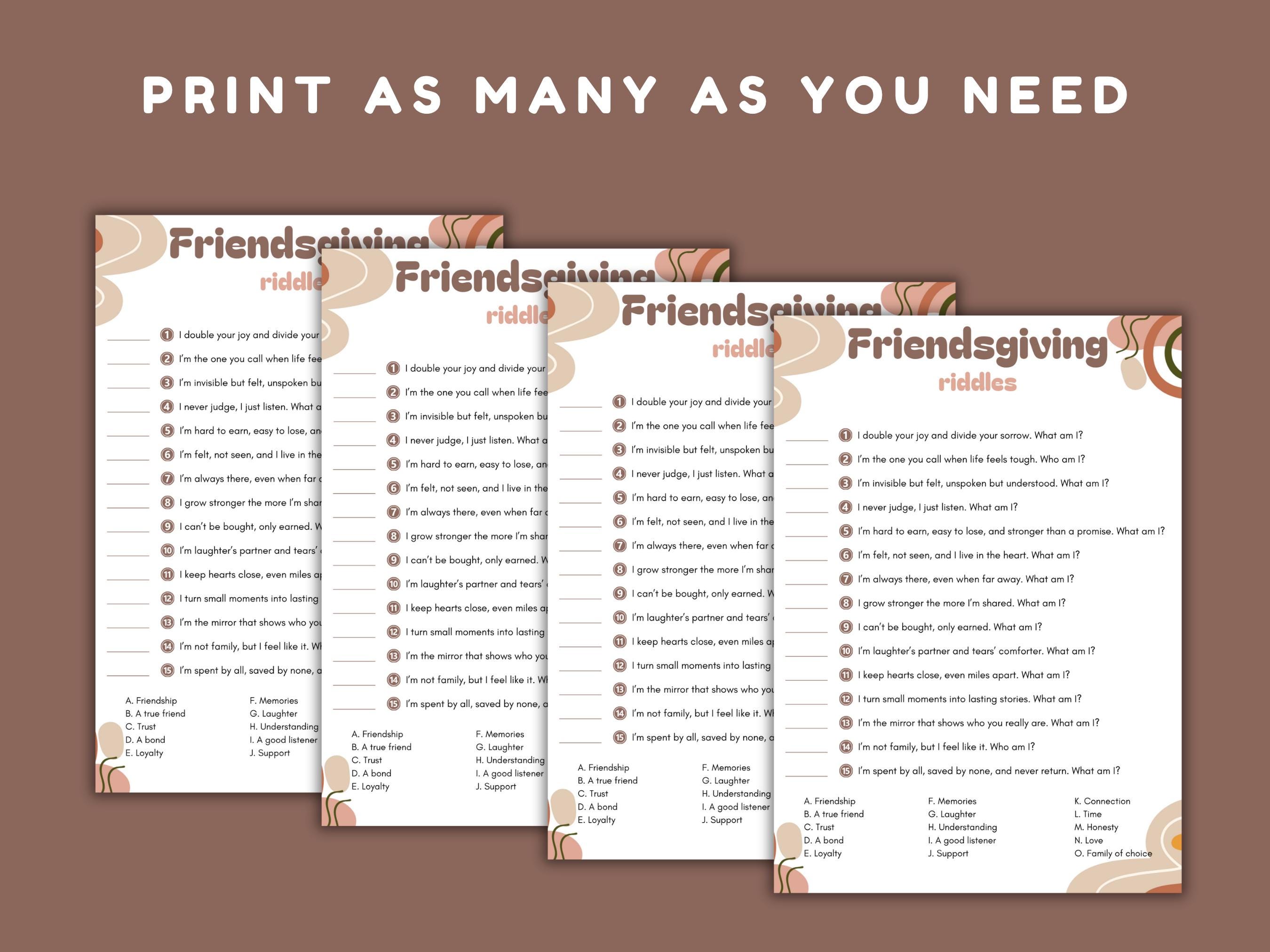 Friendsgiving Games Bundle Printable, 10 Fun Party Games, Instant ...
