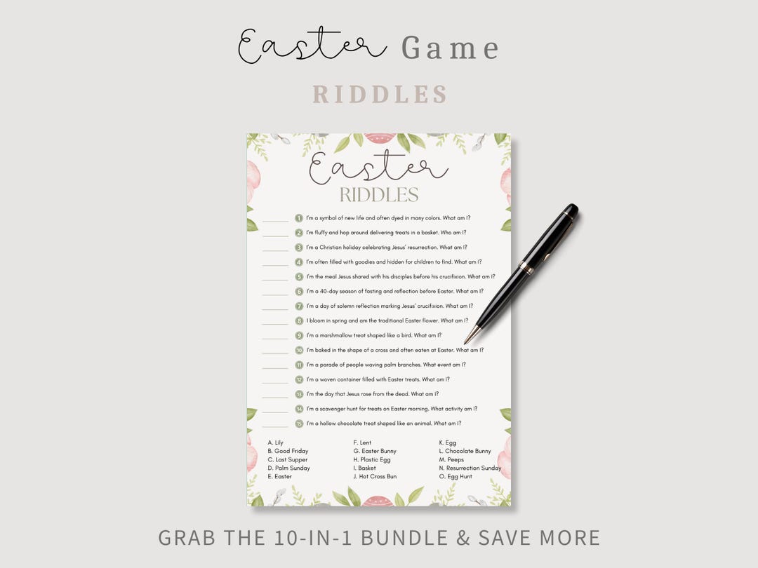 Easter Riddles Game PDF, Printable Easter Family Activity, Digital ...